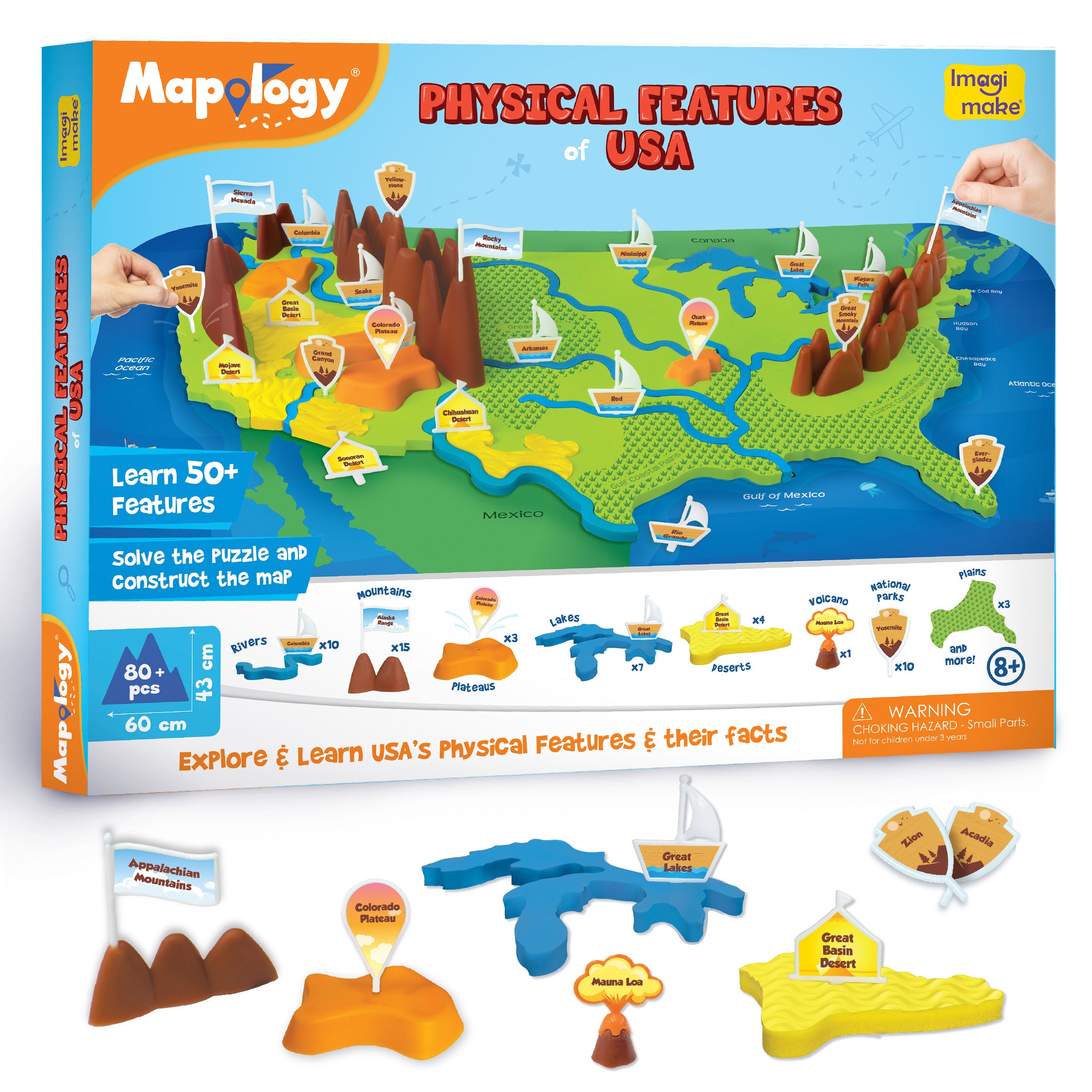 Mapology Physical Features USA Puzzle – Imagimake