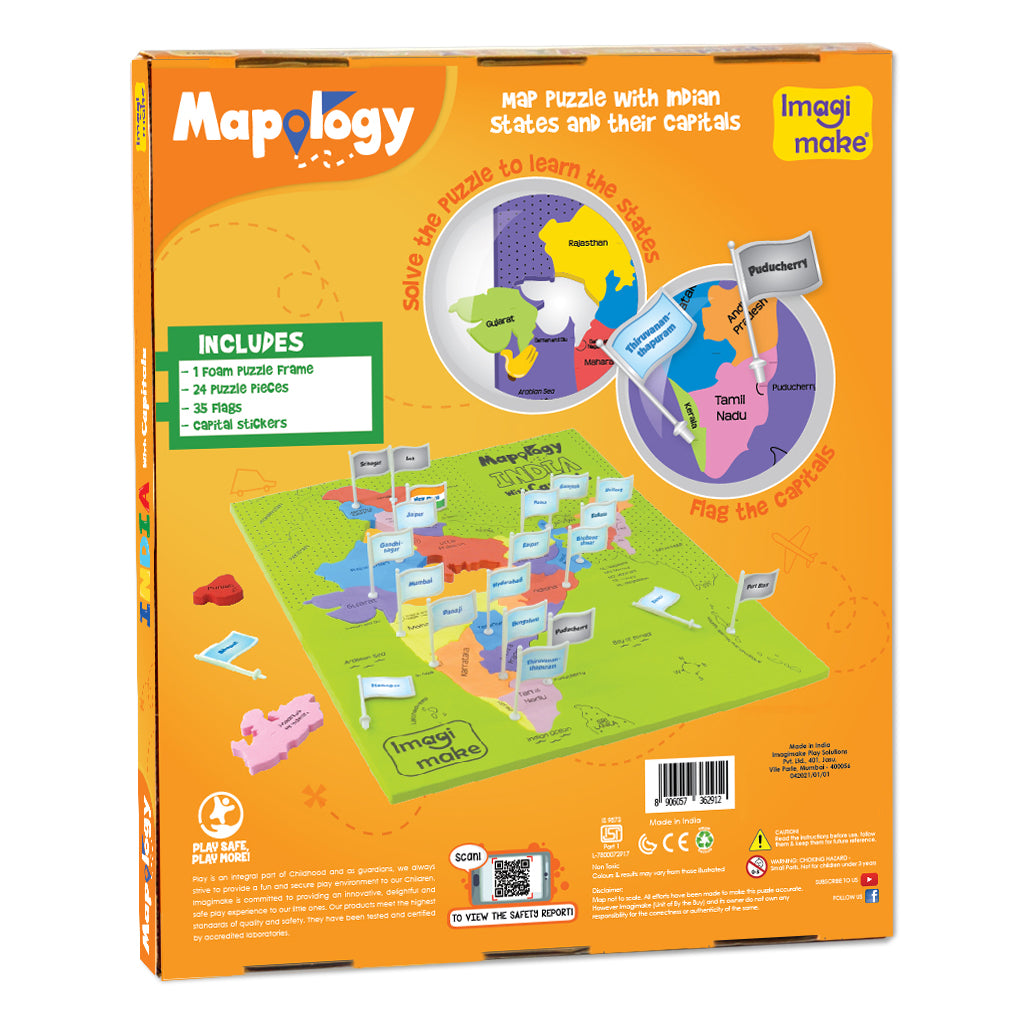 Mapology: India Map Puzzle with Capitals - Educational Toy & Puzzle ...