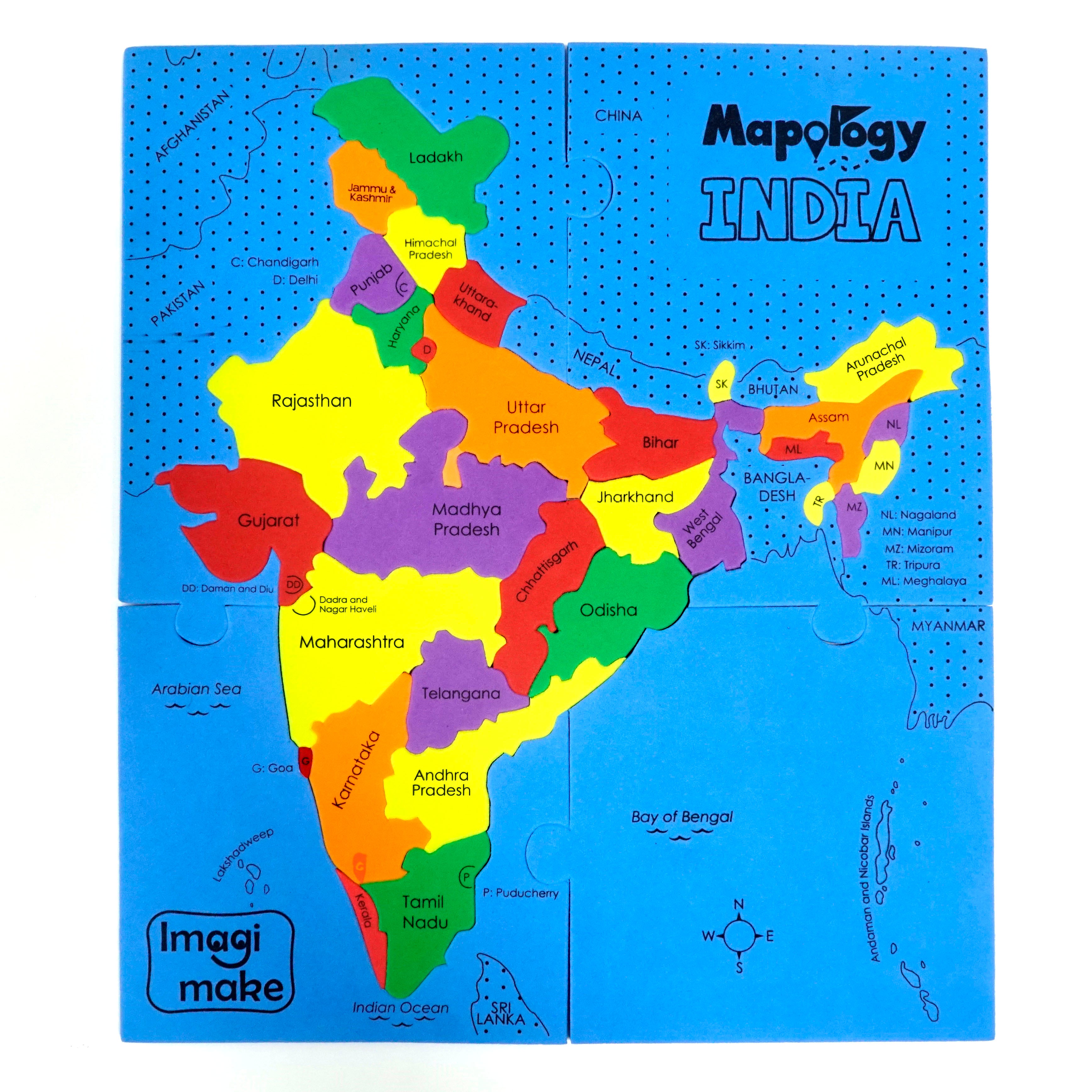 States of India Map Puzzle - Educational Toy & Learning Aid for kids ...
